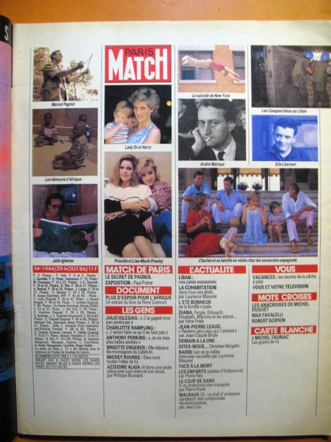 PARIS MATCH N° 1944 du 29/08/1986- Diana, Fergie, Elisabeth et les ...