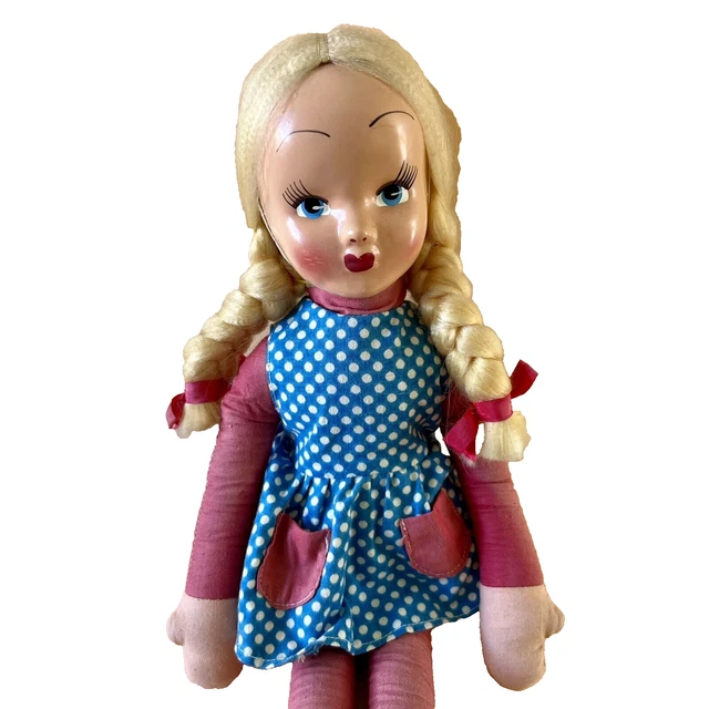 POUPÉE ANCIENNE VINTAGE Looby Loo - années 60 / 70 - corps tissu - 52 ...