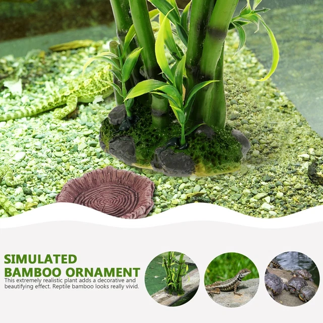 REPTILE DECORS BAMBOO Ornaments Realistic Aquarium Plants Turtle Tank ...