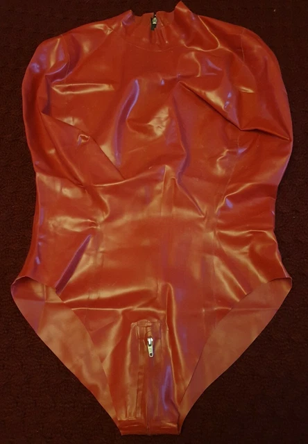 LATEX ARMLESS LEOTARD Straight Jacket straitjacket Size 14 16 Red ...
