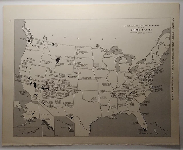 VINTAGE NATIONAL PARKS Atlas Map 1962 MSM Rand McNally Cosmopolitan ...