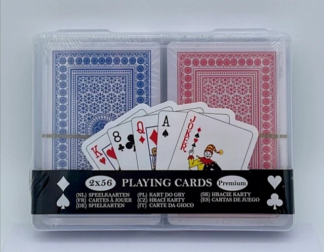 SKAT ROMME POKERKARTEN 2x 56er Spielkarten Set Rot-Blau in ...