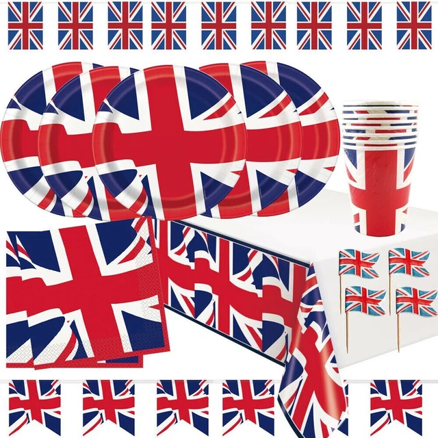 UNION JACK TABLEWARE Party supplies King Charles Coronation Banner ...