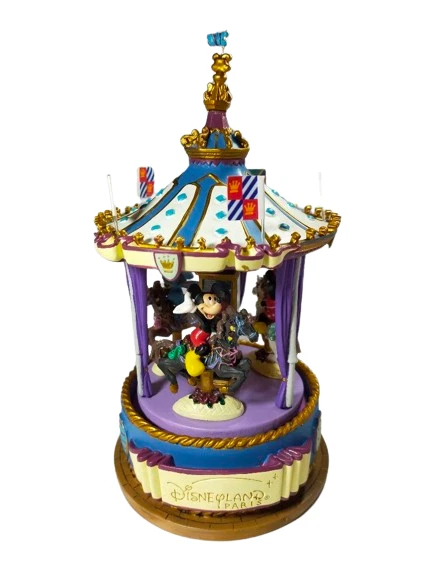DISNEY MICKEY & Minnie Stitch Merry-Go-Round Music Box It's Small World ...