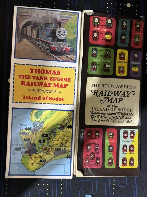 REV W AWDRY Railway Map - Island Of Sodor - Thomas The Tank Engine 1992 ...