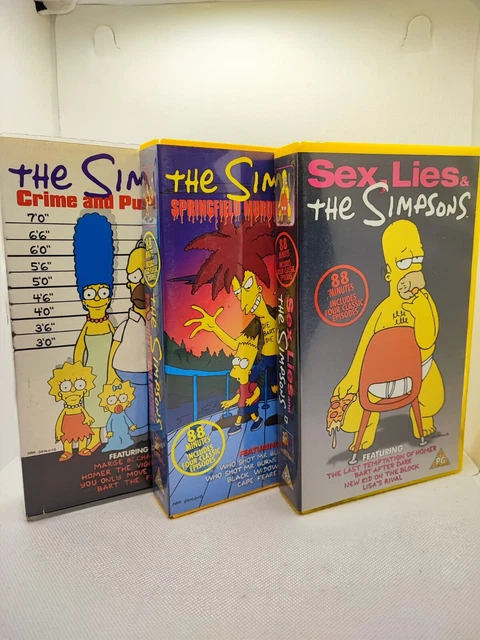 3X THE SIMPSONS VHS - Crime and punishment & Springfield Murder & Sex ...