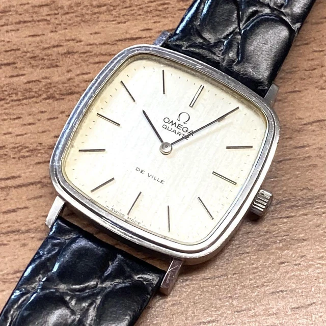 OMEGA DE VILLE vintage Gold Square Quartz Mens Watch Authentique ...