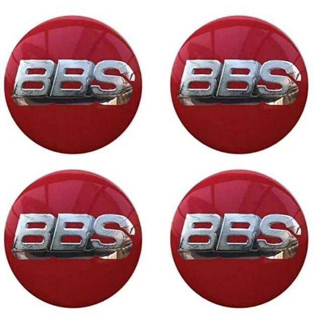 4X BBS ROT-SILBER Aufkleber Emblem Logo Abzeichen Für die Räder 70mm ...