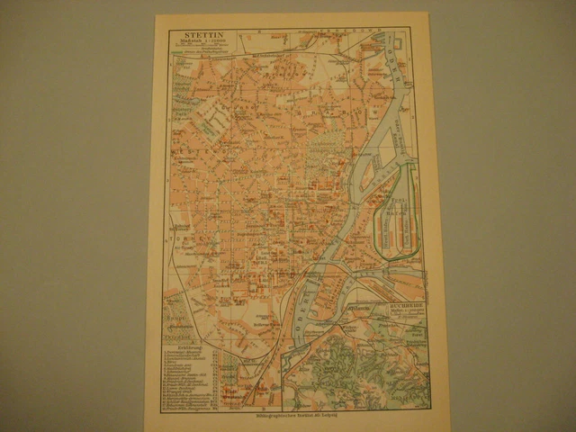 STETTIN STADTPLAN VON 1928 mit Straßenregister Original altes Litho ...