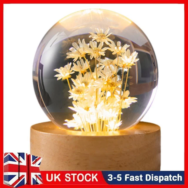FLOWER DESK LAMP Forever Flowers Crystal Ball Light Round Ball Night ...