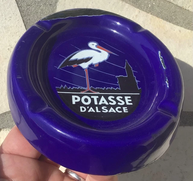 ANCIEN CENDRIER ÉMAILLÉ Potasse D’alsace Cigogne Enamelled Ashtray ...
