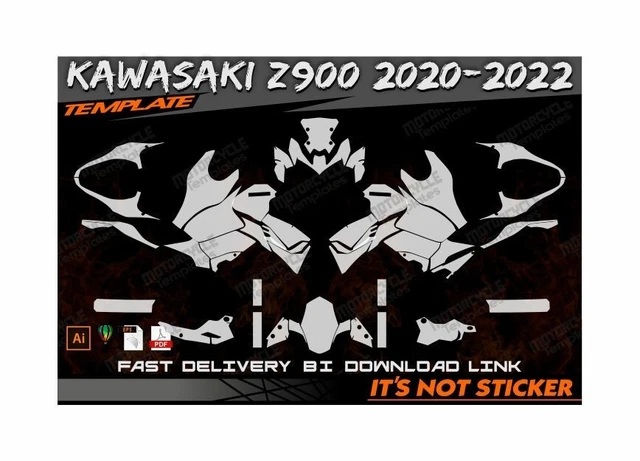 KAWASAKI Z900 Z 900 2020-2022 template vector 1/1 real scale EPS PDF ...