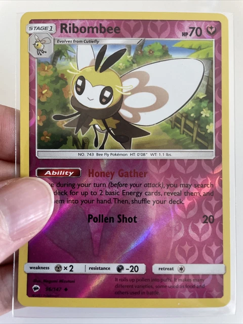POKEMON CARD - Ribombee - 96/147 - Reverse Holo - Burning shadows - NM ...