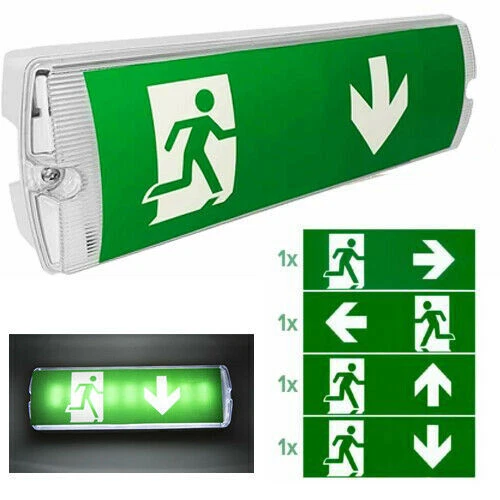 LED EMERGENCY LIGHT Fitting Bulkhead Exit Sign Ip65 Maintained Non ...