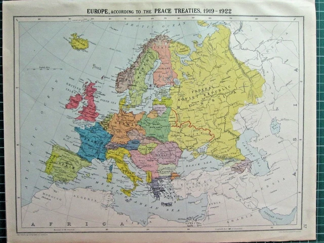 HISTORIQUE CARTE ~ Europe Paix Treaties 1919-1922 France Italie Îles EUR 32,19 - PicClick FR
