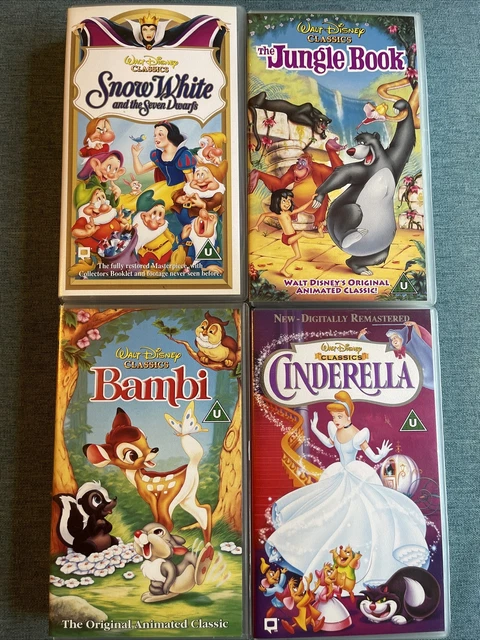 BUNDLE OF 4 Classic Disney VHS Tapes - Bambi, Snow White, Jungle Book ...