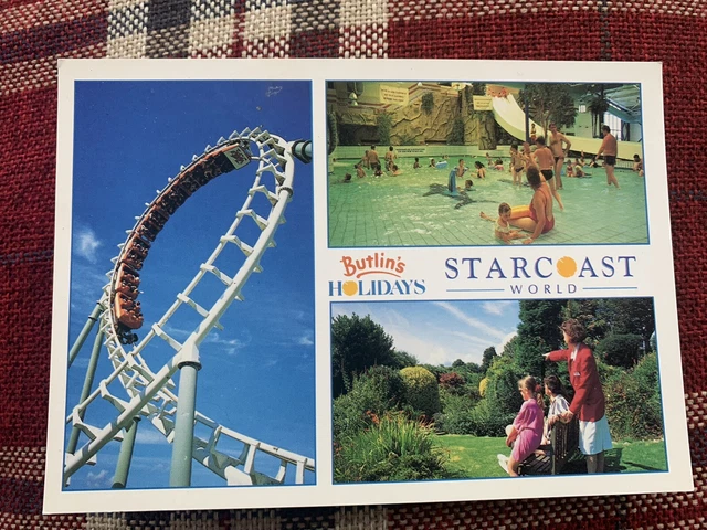BUTLINS STARCOAST WORLD BOOMERANG ROLLERCOASTER POSTCARD Amusement Park ...