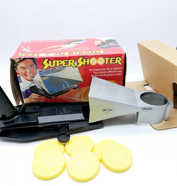 MATTEL SUPER SHOOTER Launcher 1976 Vintage 6 Discs New in Box NIB £37. ...