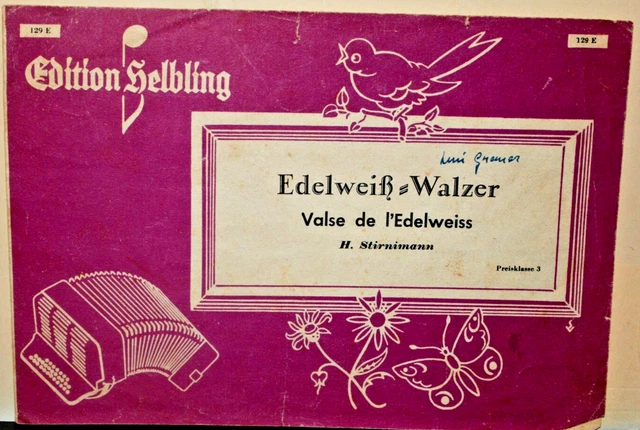 EDELWEISS-WALZER VALSE DE l’Edelweiss Spartito Fisarmonica Helbling EUR ...