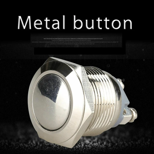 SILVER CAR WATERPROOF Metal Push Button Switch 19mm 12V Momentary On ...