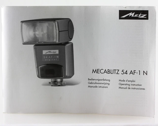 BEDIENUNGSANLEITUNG METZ MECABLITZ 54 AF-1 N 54af1n 54-A-F-1-N ...