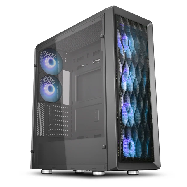 MID TOWER COMPUTER Case ATX/MATX PC Gaming Case Tempered Glass w/ 6pcs ...