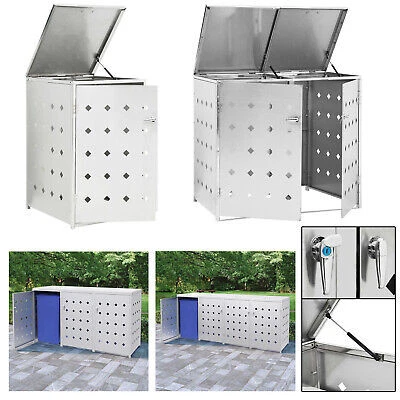MÜLLTONNENBOX MÜLLBOX EDELSTAHL 1/2/3/4er Mülltonnenverkleidung ...