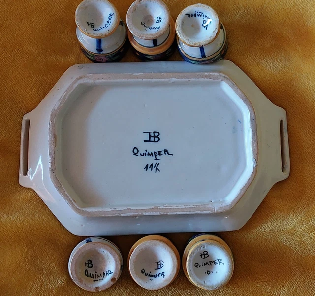 RARE 6 COQUETIERS Sur Plateau Faïence Hb Quimper Art Deco EUR 80,00 ...