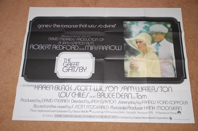 ROBERT REDFORD & MIA FARROW in THE GREAT GATSBY (1974) - ORIG. UK QUAD ...