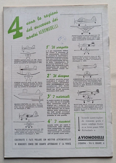 AEROMODELLI N. 3-4/1954 Rivista mensile di tecnica aeromodellistica EUR 10,00 - PicClick IT
