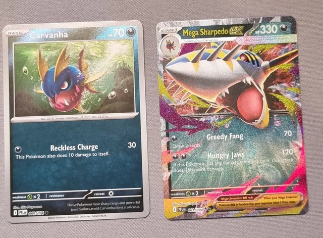 POKEMON MEGA SHARPEDO EX Card 061/094 Phantasmal Flames + Rev Holo ...