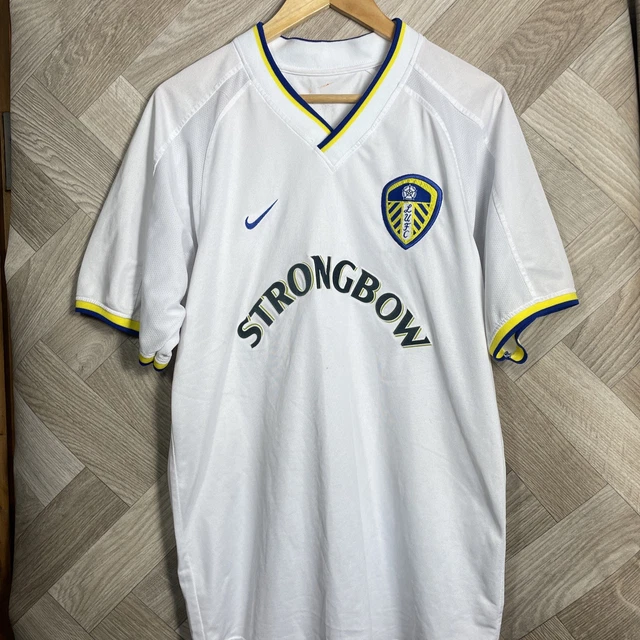 LEEDS UNITED MENS Large 2000 - 2002 Home Football Shirt Strongbow ...