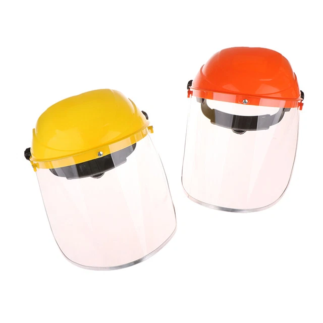 TRANSPARENT FULL FACE Shield Safety PC Head-mounted Eye Screen Hat Face ...