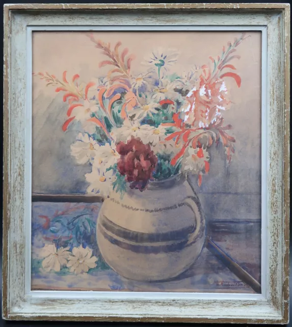 TABLEAU ANCIEN AQUARELLE dessin bouquet fleur vase Casabonne EUR 219,00 - PicClick FR