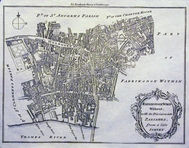 ANTIQUE MAP, BOWEN, Farringdon Ward Without, divided into Parishes £90. ...