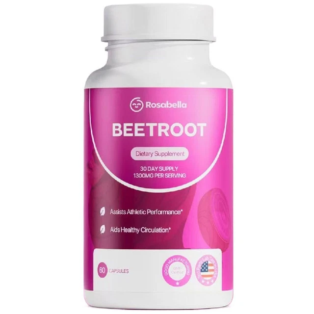 ROSABELLA BEET ROOT Powder Capsules, Natural Blood Flow Booster 60 Vegan Capsule £6.95 - PicClick UK