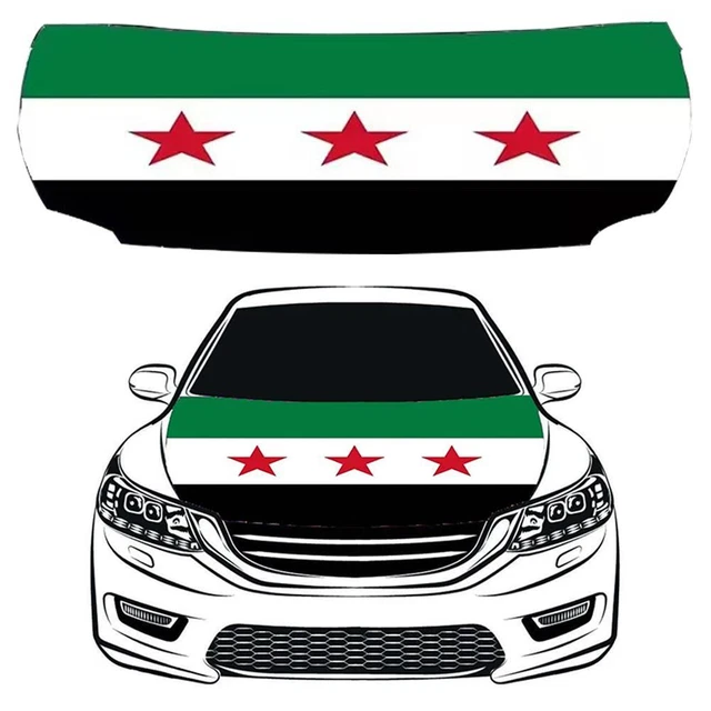 SYRIAN FLAG BONNET Banner Car Hood Cover Elastic Fabrics For SUV Truck ...