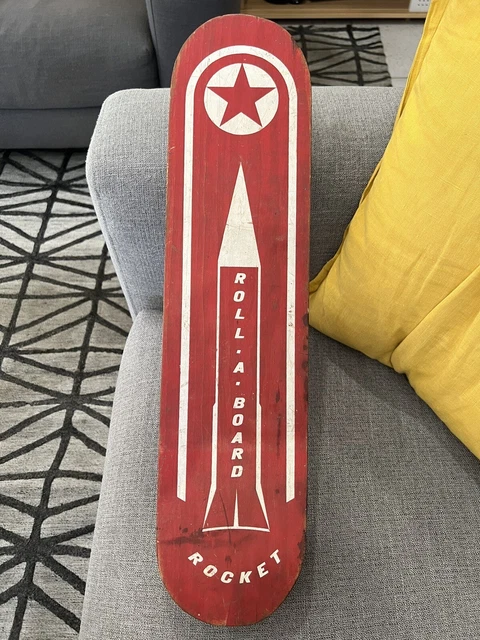 1960S ROLL-A-BOARD ROCKET Wood Skateboard, Inc Original Trucks & Clay ...