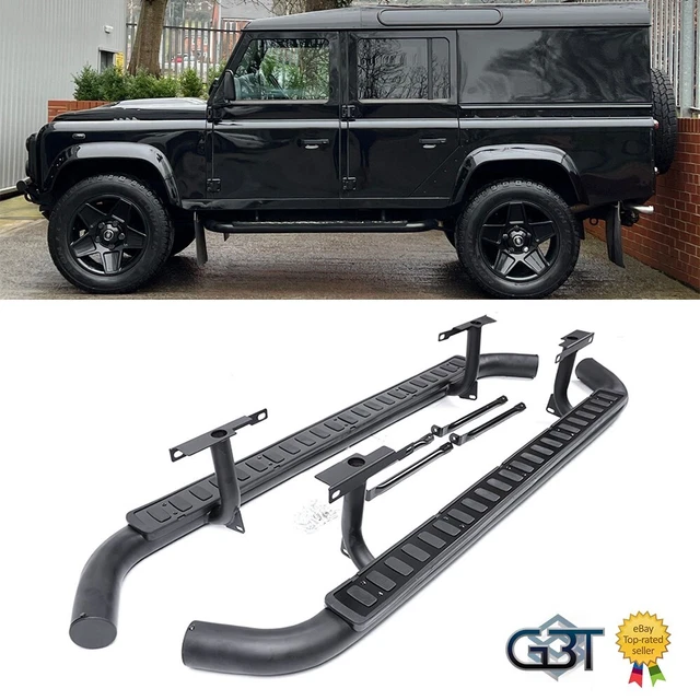 FOR LAND ROVER Defender 110 Side Steps Tubular All Black Fire&Ice Style ...