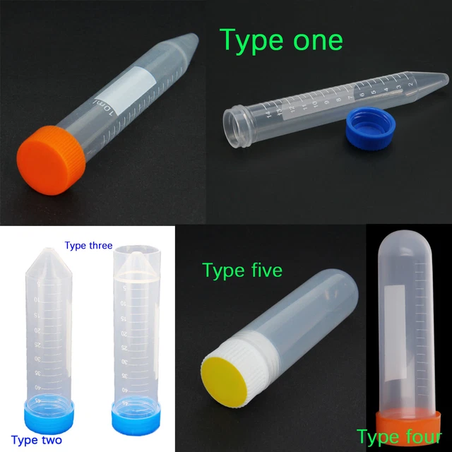 10/15/30/50/100ML PLASTIC CENTRIFUGE Tube Vial Lab Test Container Screw ...
