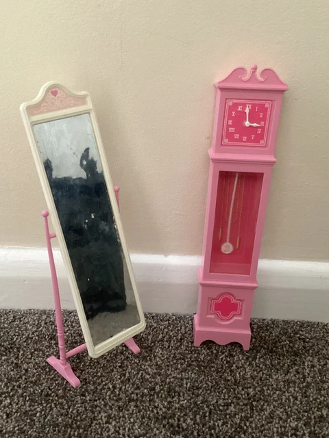 VINTAGE 1985 BARBIE Doll Accents Furniture Pink Grandfather Clock ...