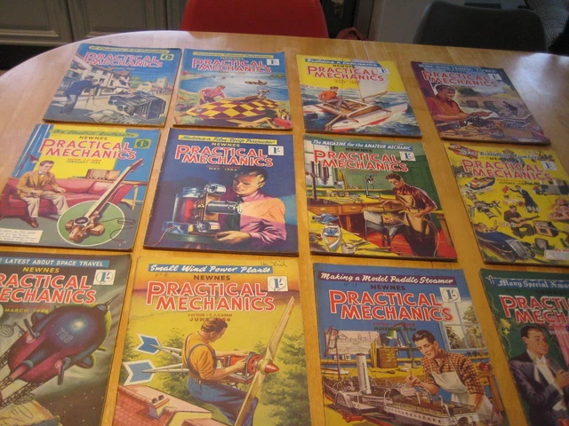 NEWNES PRACTICAL MECHANICS magazine bundle from 1954 - 12 issues Great ...