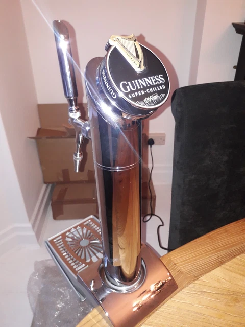 NEW GUINNESS SUPER Chilled chrome modern light up pump pub mancave bar ...