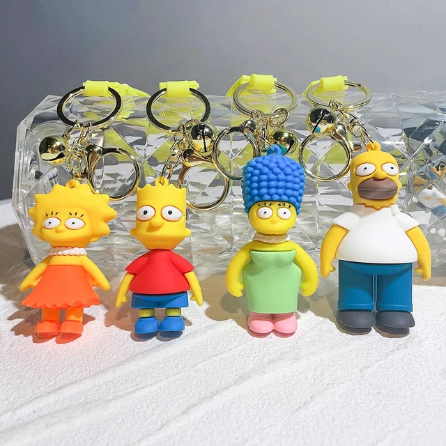 THE SIMPSONS 3D Rubber Keychain Keyring Homer Marge Bart Lisa Simpson ...