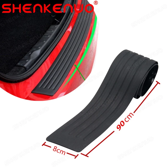 BLACK REAR BUMPER Rubber Pad Kit Guard Sill Plate Trunk Protector Trim ...