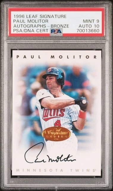 1996 LEAF SIGNATURE Extended Autographes Paul Molitor Bronze PSA 9 Auto 10 EUR 122,78 - PicClick FR