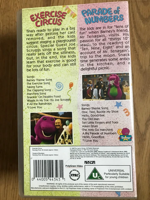 BARNEY - Exercise Circus - Parade Of Numbers - Vhs Videos - Rare ...
