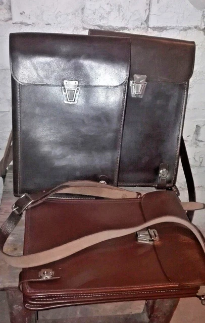 SOVIET RUSSIAN ARMY Officer Shoulder Document Map Leather Bag Case USSR ...