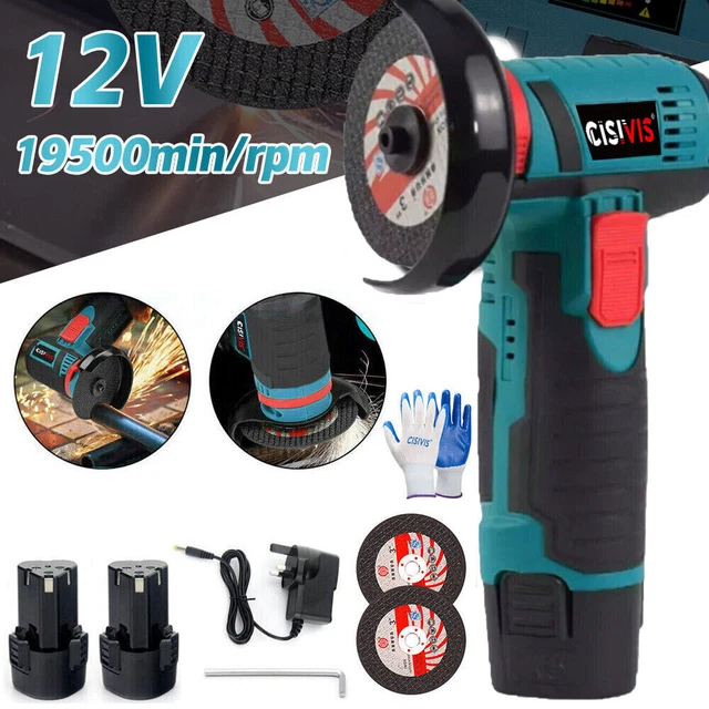 12V MINI CORDLESS Angle Grinder Polishing Brushless Cutter+2 Battery ...