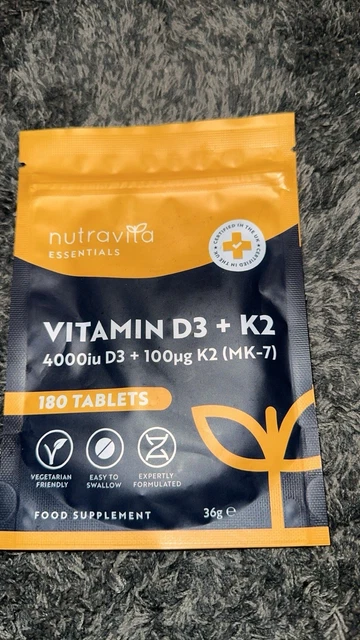 NUTRAVILA ESSENTIALS VITAMIN D3 + 100ug K2 (MK-7) £5.43 - PicClick UK